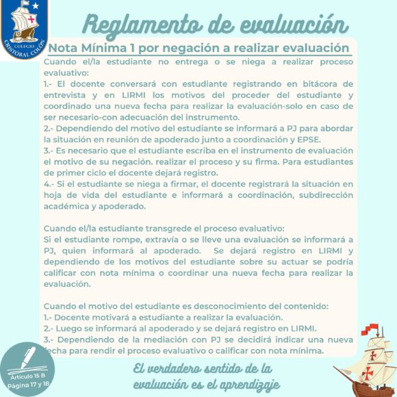 Infografías – Reglamento de evaluación – Colegio Cristóbal Colón